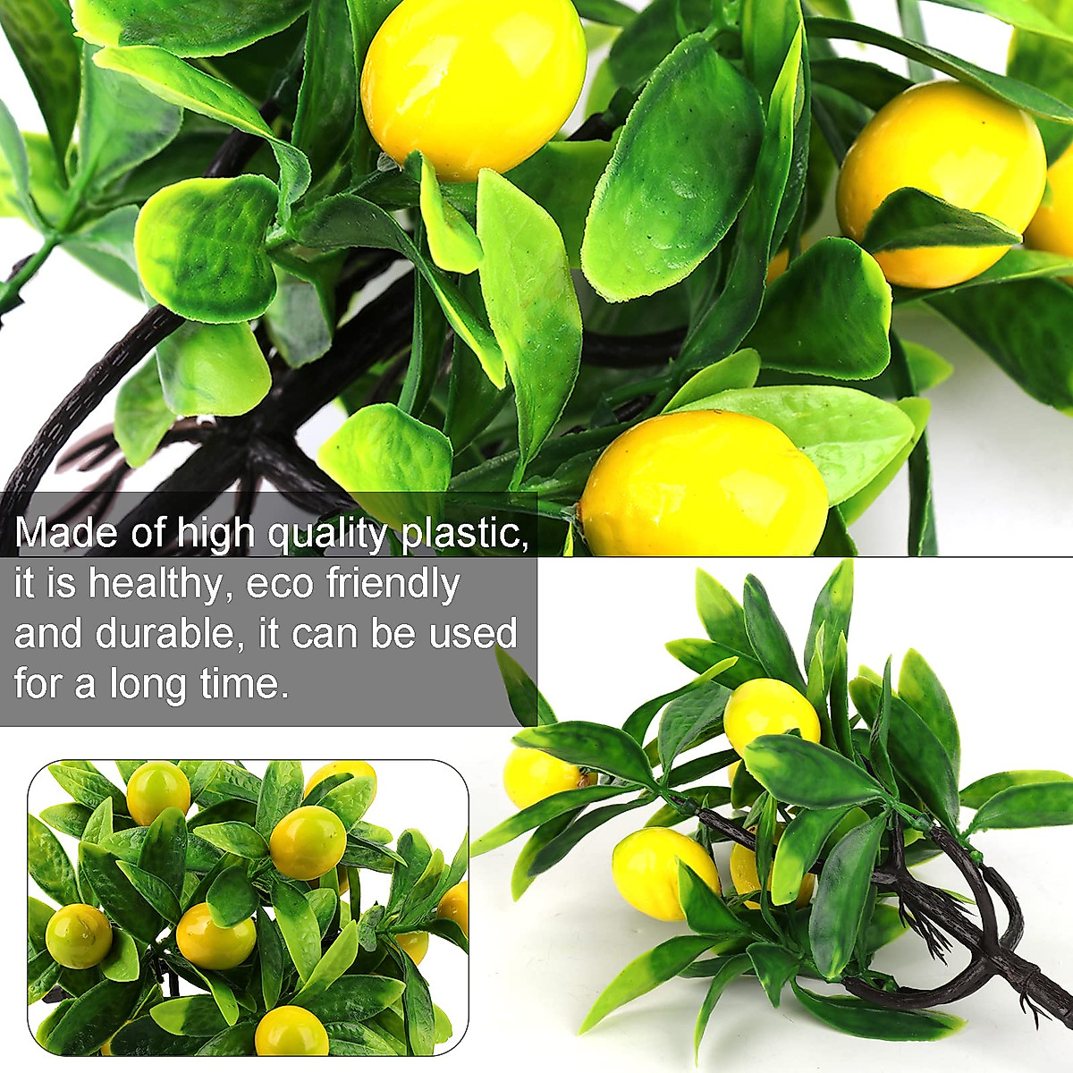 WIVAYE Artificial Lemon Tree Plant Decor, 9.65 Lemon Tree Indoor Plant, Artificial Flowerpot Lemon Bonsai for Office Table Stair Balcony Garden Home Decor, 3.74 x 9.65inch