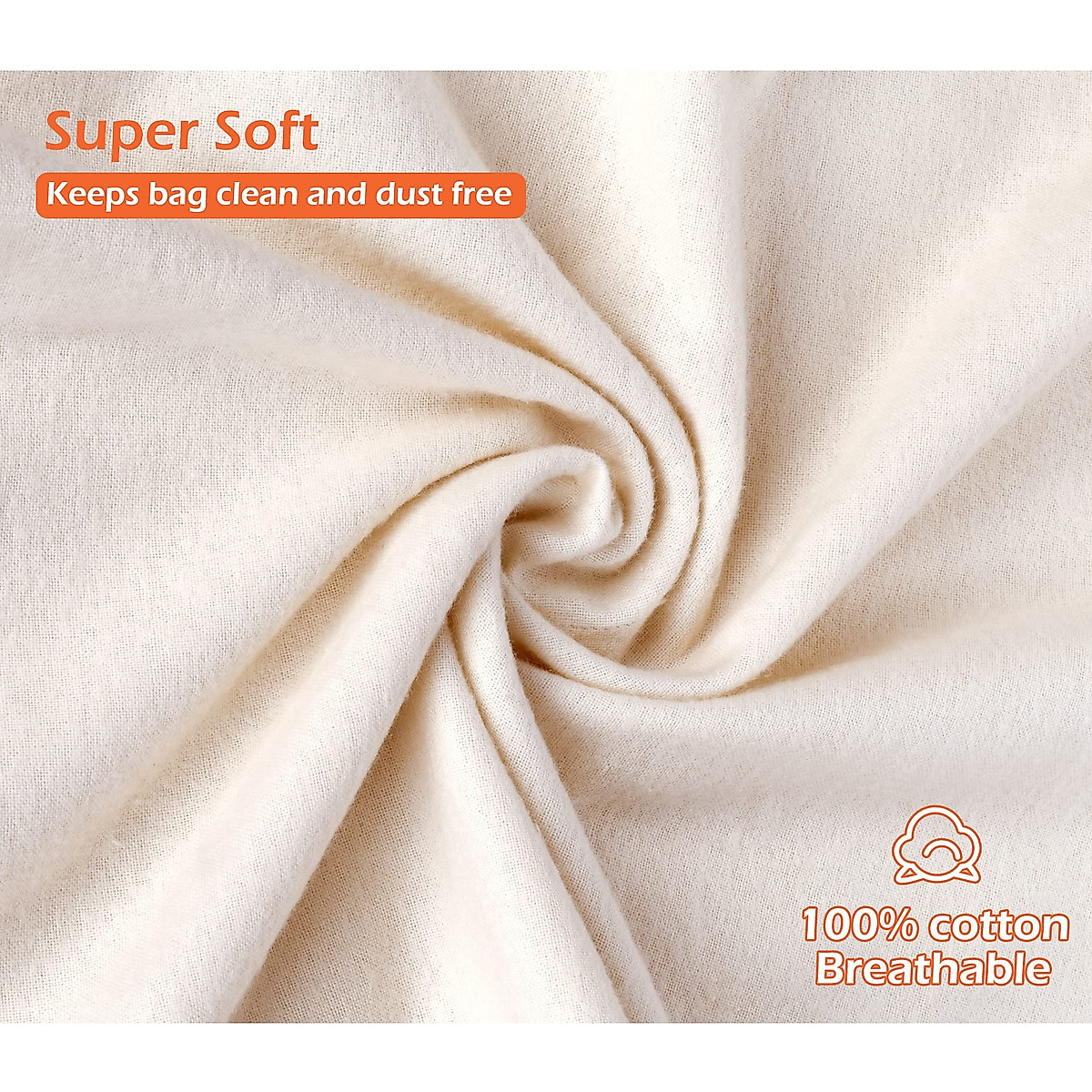 MISSLO Cotton Breathable Dust-proof Drawstring Storage Pouch Bag (Pack 3 M)