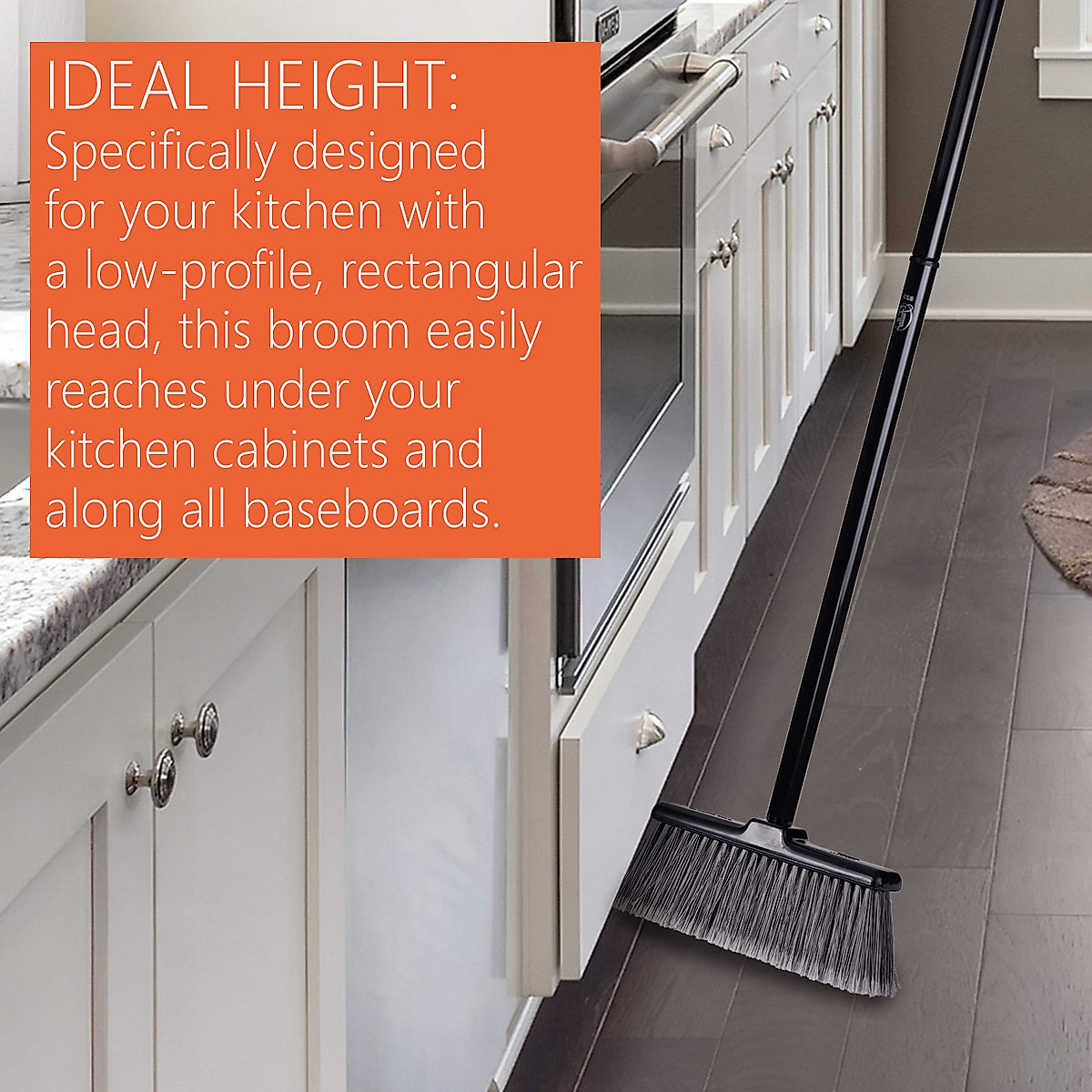 Fuller Brush Kitchen Broom - Long Handle with Wide Sweeper Broom - Helps Clean Hard-to-Reach Areas Perfect for Small Particles, Crumbs, Sand, Dust and More Ideal for Home Use