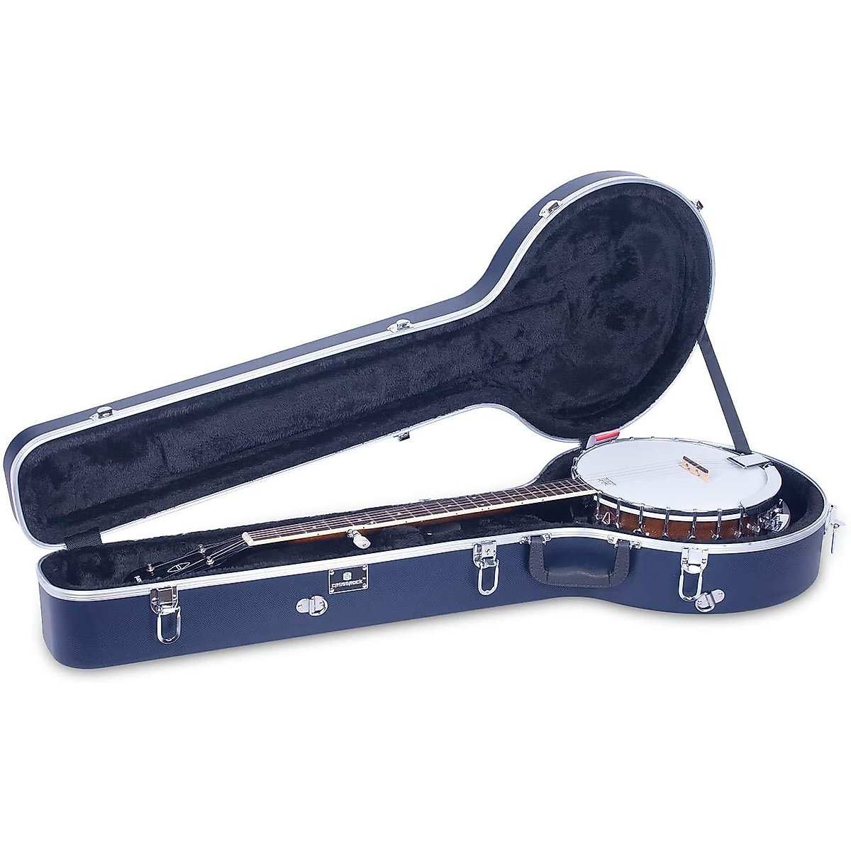 Crossrock ABS Molded Hardshell Case for 5-String Resonator, Gibson Tenor Banjo, Backpack Style(CRA861BJBL)