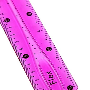 BELOWSYALER Flexible Ruler,2Pcs Color Flexible Rulers Soft Bendable Plastic Rulers Duals Scale Bendable Flexible Rubber Rulers Clear Straight Ruler