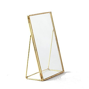 NCYP Glass Table Signs for Wedding - Small 5x7 Inches Place Card Holder - Gold Glass Photo Frame - Rectangle Display Brass Frame for Pressed Dried Flowers, Centerpiece (Glass Frame Only)