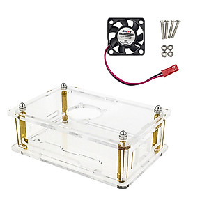 Clear Transparent Acrylic Enclosure Box Protective Shell Cover + Cooling Fan for Orange Pi 5