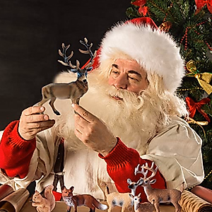 SIENON 7Pcs Forest Animals Figures Toys, Woodland Animals Figurines, Miniature Animals Toys with Deer Family, Elk, Fox, Rabbit, Squirrel for Woodland Theme Cake Cupcake Toppers Christmas Party Décor