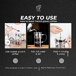 French Press Coffee and Tea Maker（34oz）,304 Stainless Steel Coffee Press with 4 Filters Screen-100% No Residue -German Heat-Resistant Borosilicate Glass- BPA FREE -Dishwasherable，Copper