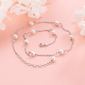 S925 Sterling Silver Choker Shell Pearl Beads Clavicle Short Pendant Necklace for Women Jewelry