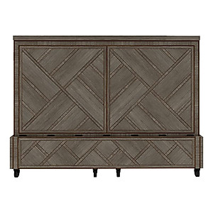 RoomAndLoft Ambrosia Queen Solid Wood Mobile Murphy Bed with Mattress in Gray