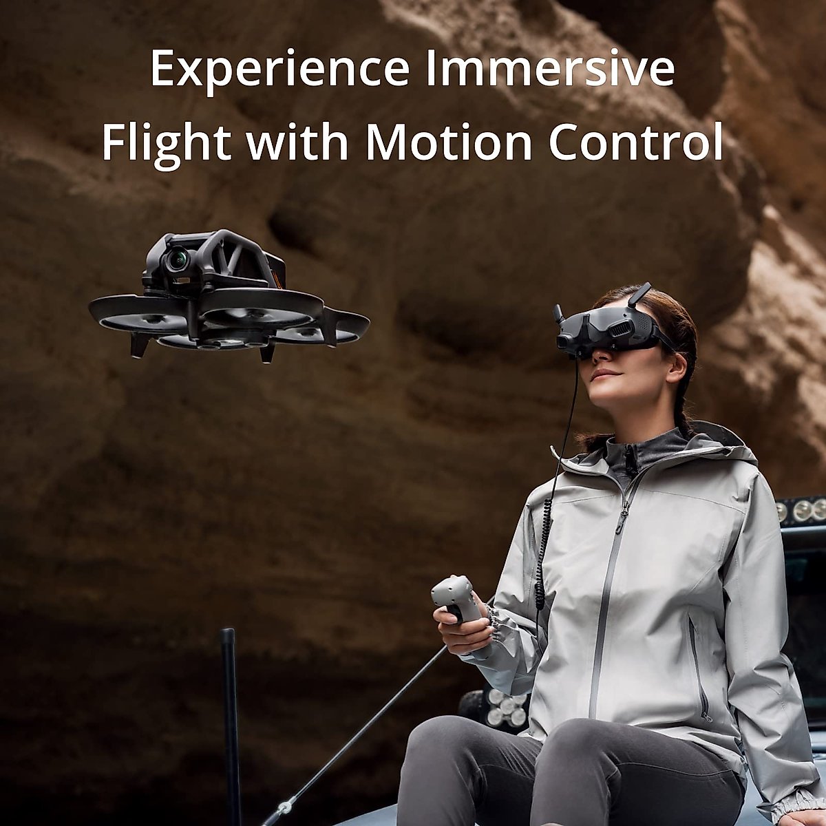 DJI Avata, First-Person View Drone with 4K Stabilized Video, Super-Wide 155° FOV, Built-in Propeller Guard, HD Low-Latency Transmission, Black, FAA Remote ID Compliant