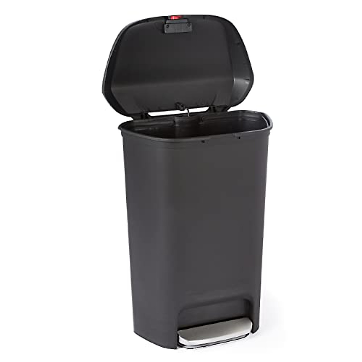 Amazon Basics Tall Kitchen Plastic Rectangular Trash Can with Steel Pedal, Black, 50 Liters