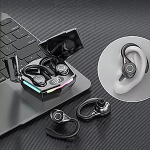 TWS 5.3 Earhook Earbuds Touch Control Waterproof Stereo Sport Gaming Headset with Mic Headphone Wireless Earphone,Black