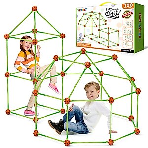YEEBAY Fort Building Kit for Kids Age 5,6,7,8-Year-Old Boys & Girls, 120 pcs Forts Builder Creative Fort Toy for DIY Castles, Tunnels, Play Tent, Rocket, Tower Indoor & Outdoor