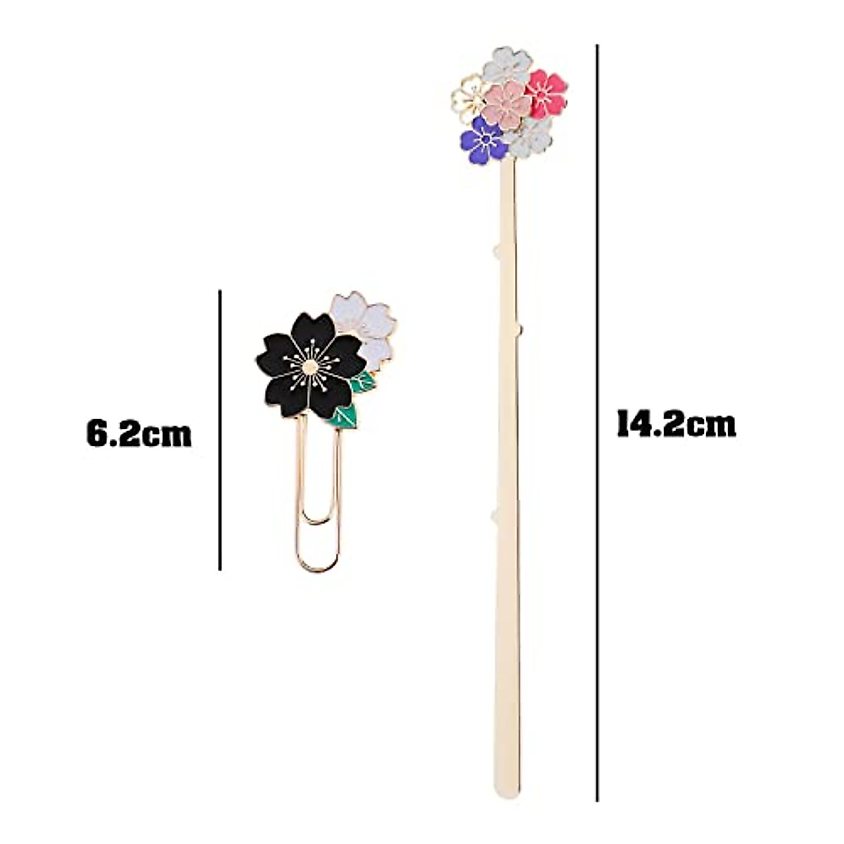 4PCS Flower Bookmark Cherry Blossom Paper Clip Book Page Mark Metal Bookmark Clip School Office Supplies for Reader Student Teacher Reading Supplies