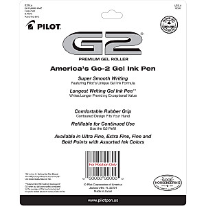 Pilot, G2 Premium Gel Roller Pens, Fine Point 0.7 mm, Blue, Black, Pack of 8
