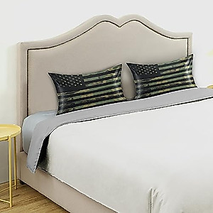 Camo American Flag Bed Pillow Protectors Zippered Standard Size Throw Pillow Cases Pillow Shams 20x26 in