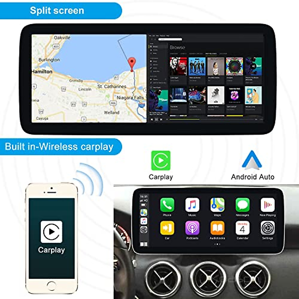 12.3inch Android HD1920 Screen Upgrade Display Monitor Multimedia CarPlay for Mercedes Benz GLA/CLA/A X156/C117/W176 (2016-2018) NTG5