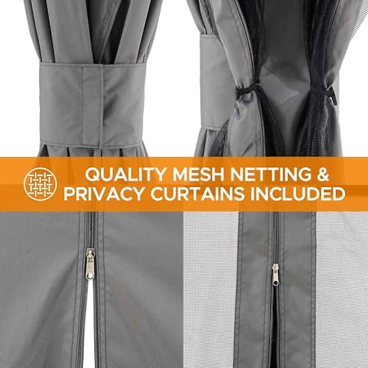 Sunjoy 10 ft. x 10 ft. Hardtop Gazebo, Outdoor Aluminum Frame, 2-Tier Steel Hardtop Backyard Gazebo with Netting, Curtain and Ceiling Hook by SummerCove