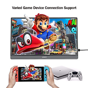 Anmite Portable Gaming Monitor 15.6 Inch Mobile Computer Display External Display for Xbox PS4 Phone with Speakers Type-C USB-C HDMI IPS UHD 1080P LED Screen