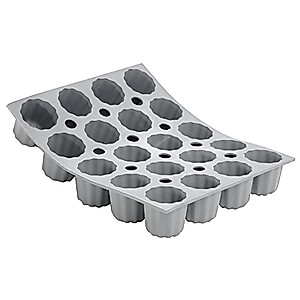 De Buyer ELASTOMOULE Mini-Cannele Silicone Mold - Creates 20 French Pastries - Easy to Use & Clean - Dishwasher Safe