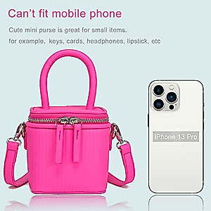 HIYOLALA Cute Mini Purses for Women, Trendy Mini Crossbody Bag with Removable Strap (Hot Pink)