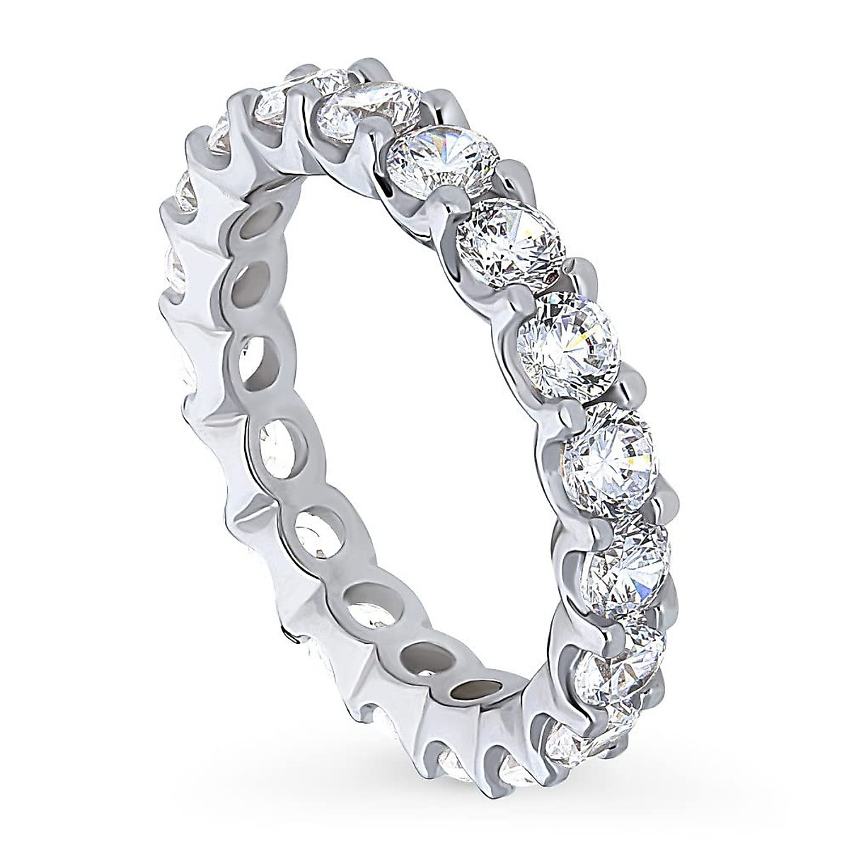 BERRICLE Sterling Silver Wedding Rings Cubic Zirconia CZ Anniversary Eternity Ring for Women, Rhodium Plated Size 9