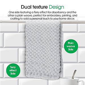 DG Collections Terry Dish Towels, 100% Cotton Kitchen Towels, Set of 8 (15x25 inch) Hand Towels - 400 GSM, Absorbent Terry Cloth Dish Towels for Kitchen, Soft Tea Towels - Ash Grey Color