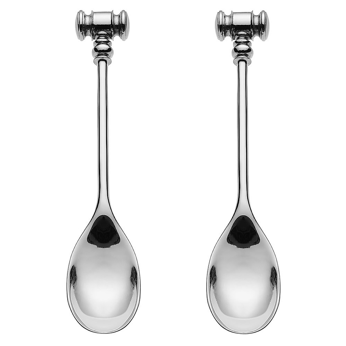 Alessi "Dressed" Set Of Two Spoons With Soft Boiled Egg Opener in 18/10 Stainless Steel Mirror Polished, Silver