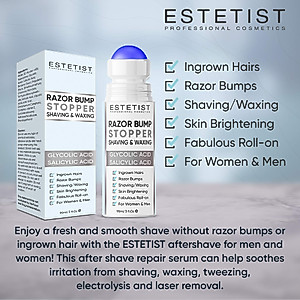 Razor Bump Stopper After Shave Solution for Ingrown Hair and Face Moisturizer 2,5% Organic Retinol Cream for Day & Night with Hyaluronic Acid