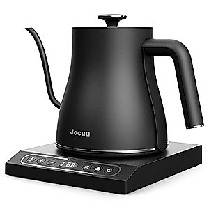 Jocuu Gooseneck Electric Pour Over Kettle with Temperature Control, Tea & Pour Over Coffee Kettle, Stainless Steel, Auto Shutoff Boil-Dry Protection, 0.8L, Matte Black