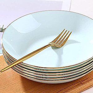 KOWMcp Dinner Plates 4PCS Orcelain Dinner Plates Set 20.7cm Ceramic Dinnerware Dishes Set, Round Shape, Blue, Microwave Safe