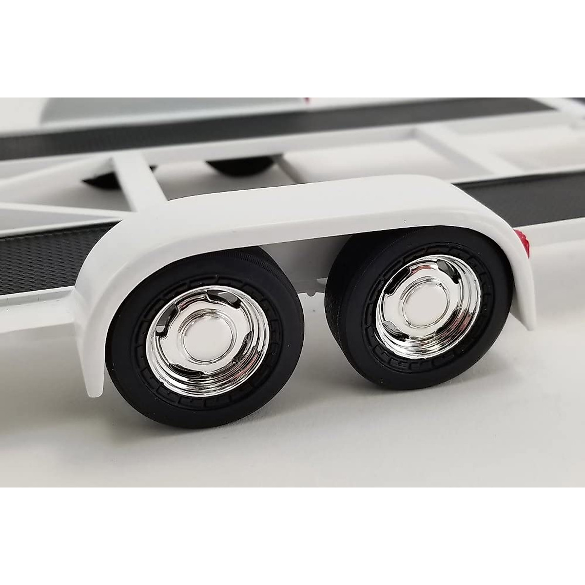 ModelToyCars Tandem Car Trailer with Tire Rack, White - Acme 18984-1/18 Scale Diecast Accessory