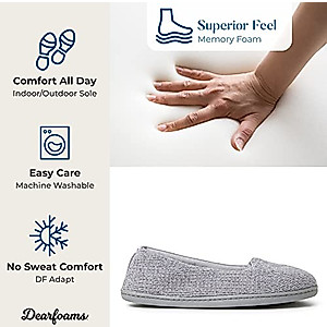 Dearfoams Women's Rebecca Lightweight Cozy Memory Foam Closed Back Slipper with Wide Widths, Sleet Chenille, 7-8