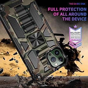 Ephoou Camo Case for Apple iPhone 13 Pro Max with Kickstand, Military Grade Shockproof Cover for iPhone 13 Pro Max Camouflage Army Green