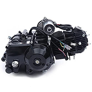 ZAWAYINE 125cc 4 Stroke Engine Motor Replacement Kit, Electric Start Engine Motor, Air Cooled Semi Auto Transmission W/Reverse Engine for 125cc All Sizes of Karts and ATV