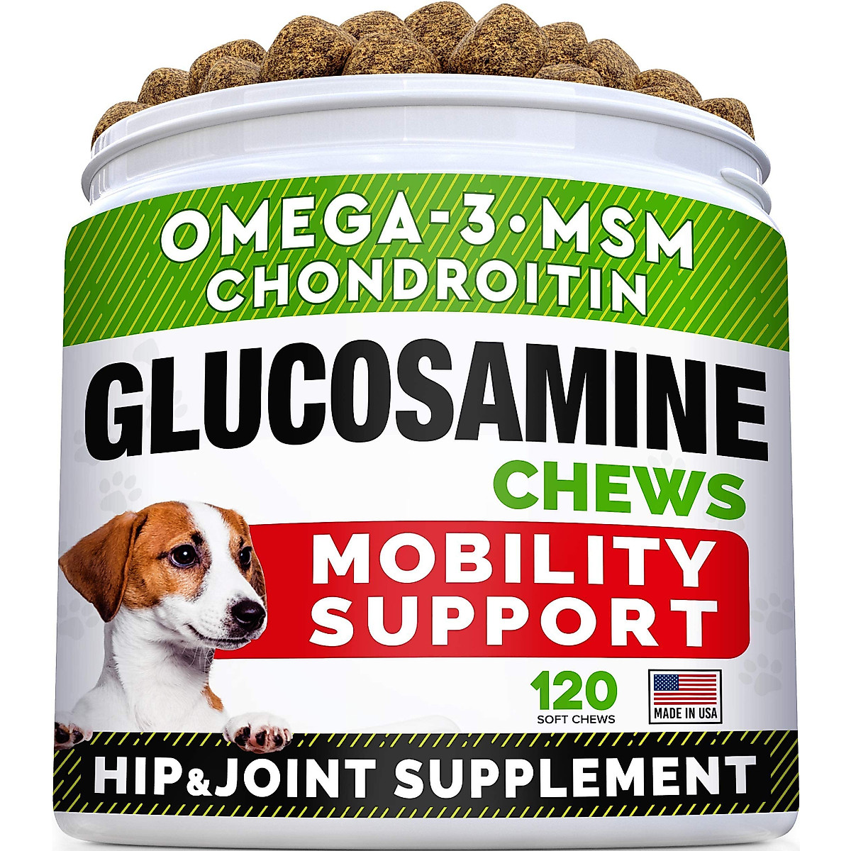 Glucosamine Treats for Dogs + Dog Probiotics Treats for Picky Eaters Bundle - Joint Supplement w/Omega-3 Fish Oil, Chondroitin, MSM and Digestive Support, Allergy, Gas and Constipation Relief