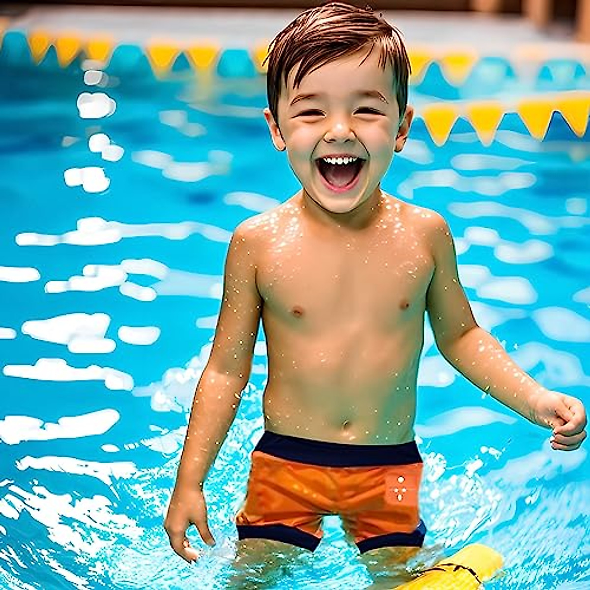 Reusable Swim Diapers for Baby, Leakproof Cloth Diapers Cover Washable, Waterproof Little Swimmers Nappy Trunks Infant Pull Ups (S, Orange)