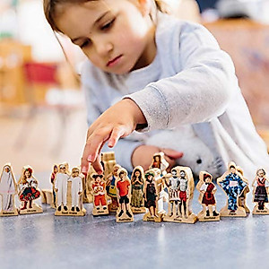 THE FRECKLED FROG People Around the World - Set of 18 - Ages 1+ - Wooden Blocks for Toddlers - Includes People from 18 Countries - Double-Sided