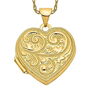 IceCarats 14K Yellow Gold Love You Always Heart Personalized Photo Locket Necklace Charm Pendant 24mm x 18.75mm Only