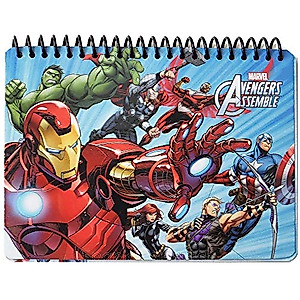 Marvel Avengers Metal Tin Pencil Case, Notebook and 4 Superhero Pens Set- Marvel Avengers Spiral Notebook, Hard Back, Iron Man, Captain America, Thor, Hulk and Black Widow School Supplies Accessories