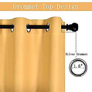 DECOVSUN Mustard Yellow Valance for Kitchen Windows Solid Gold Yellow Blackout Curtain Valance with Grommet for Bedroom Short Straight Drape Valance for Living Room 52X18 1 Panel