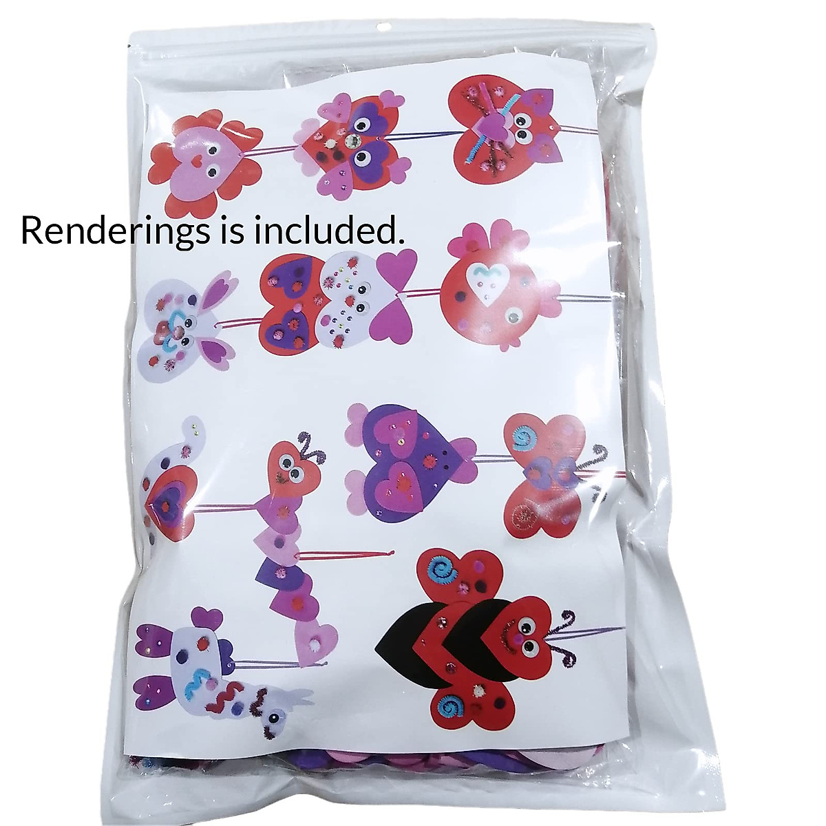 Winlyn 24 Sets Valentine's Day Craft Kits Foam Hearts to Animal Shape Ornaments Sets DIY Heart Dog Cat Owl Fish Butterfly Bee llama Bunny Decorations for Kids Valentine Spring Party Art Activity