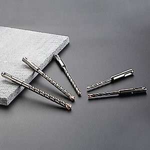 EZARC PGM Masonry Drill Bit Set 5PC SDS-Plus Hammer Drill Bits 4-Cutter Carbide Tips for Reinforced Concrete, Masonry, Marble, Brick and Tile