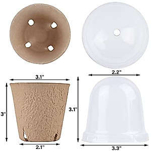 winemana 36 Set Plant Nursery Pots with Humidity Dome, Seed Starter Biodegradable Peat Pots, Seedlings Planting Pots with Labels for Indoor Outdoor Garden