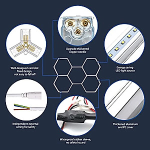 Hexagon Ceiling Lights,Creative Detail Lights,DIY Shaped Decorative Lights,LED Night Light for Shop,Garages,Basement,Gym,Gaming Room,Club,Plug & Play,145W,5Pack (Blue)