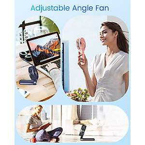Portable Handheld Mini Fan Rechargeable: Small Hand Personal Foldable Fans 180° Adjustable 4 Speed Wind Cooling Air for Travel Face lash Indoor Outdoor Office Camping Household Women Men Kid Black