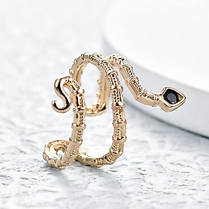 KOICCVQQ Fashion Gold Snake Shape Ring Opening Adjustable Exquisite Design Jewelry Animal Personality Gothic Band Punk Red Agate Handmade Polishing Rhinestones Hypoallergenic Jewelry for Woman