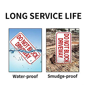 2-Pack Do Not Block Driveway Sign, 14"x 7" .04" Aluminum Reflective Sign Rust Free Aluminum-UV Protected and Weatherproof