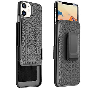 Fingic iPhone 11 Case, iPhone XI Case, iPhone 11 Belt Clip Holster Case Slim Combo Shell with Kickstand Swivel Belt Clip Holster Rugged Protective Cover for Apple iPhone 11 6.1 inch 2019 - Black