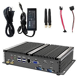 msecore Mini Industrial PC, Rackmount Fanless Computers, Wall-mountable Desktop with i3-4005U, 8GB RAM, 128GB SSD, VGA, HDMI, 2xCOM RS232, WOL, Windows 10 Pro