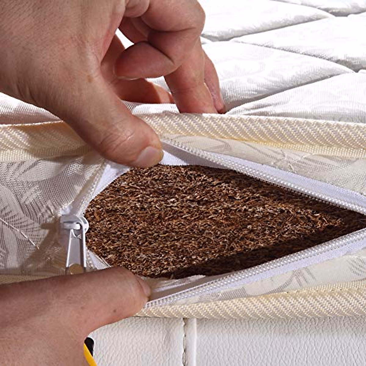 WJH Tri-Folding Mattress, Thicken Tatami Floor Mat Washable Reversible Sleeping Pad Protector-Golden 100x200x5cm(39x79x2inch)