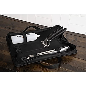 Blackstone 5481 Tabletop 5 Piece Griddle Tool Kit- Outdoor Indoor Grill BBQ Utensils, 2 Stainless Steel Spatulas, 1 Classic Tong, 16Oz Squeeze Bottle, 1 Portable Carry Bag, Black, Silver, White